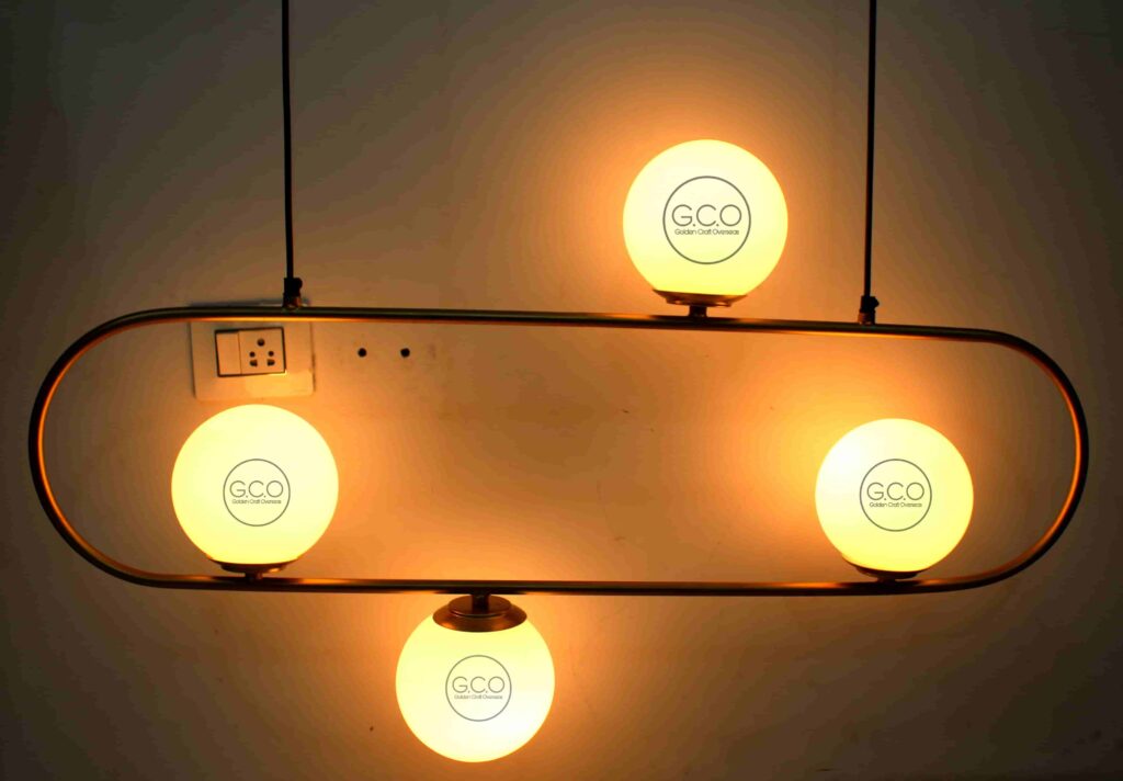 Milky Ball Hanging Chandelier in iron with frosted glass balls